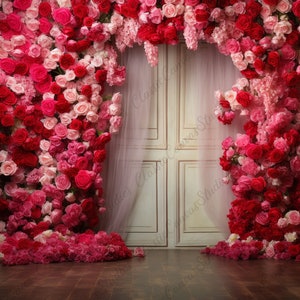 Flower Wall Digital Backdrop, Digital Background, Floral Background ...
