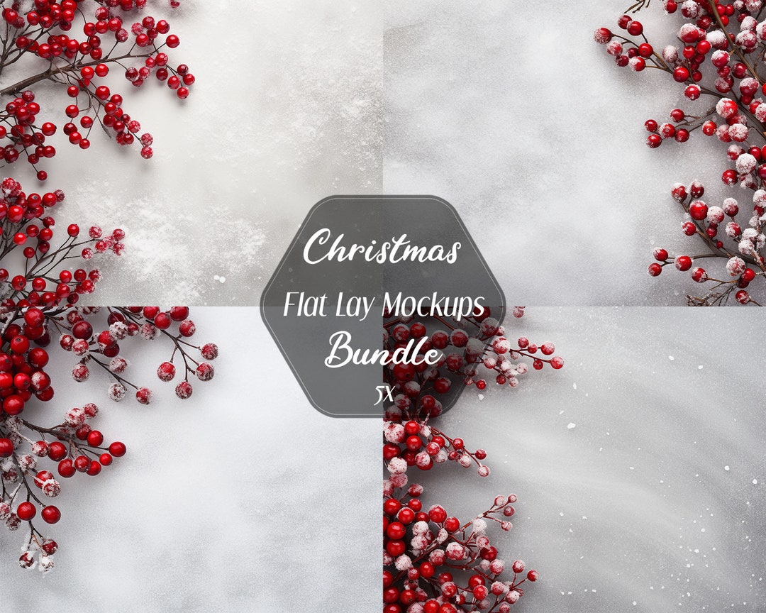 Christmas Flatlay Mockup 5 X Bundle | Winter Wedding Mockup | Winter ...