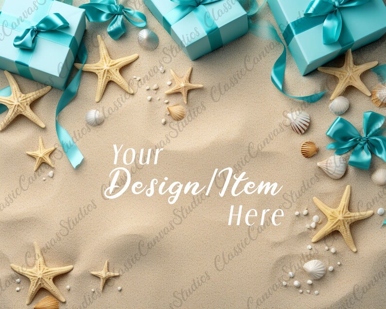 Beach Flat Lay Mockup Bundle, Tropical Christmas, Beach Christmas Flat ...