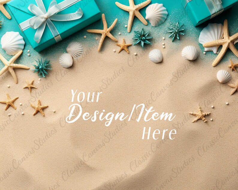 Beach Flat Lay Mockup Bundle, Tropical Christmas, Beach Christmas Flat ...