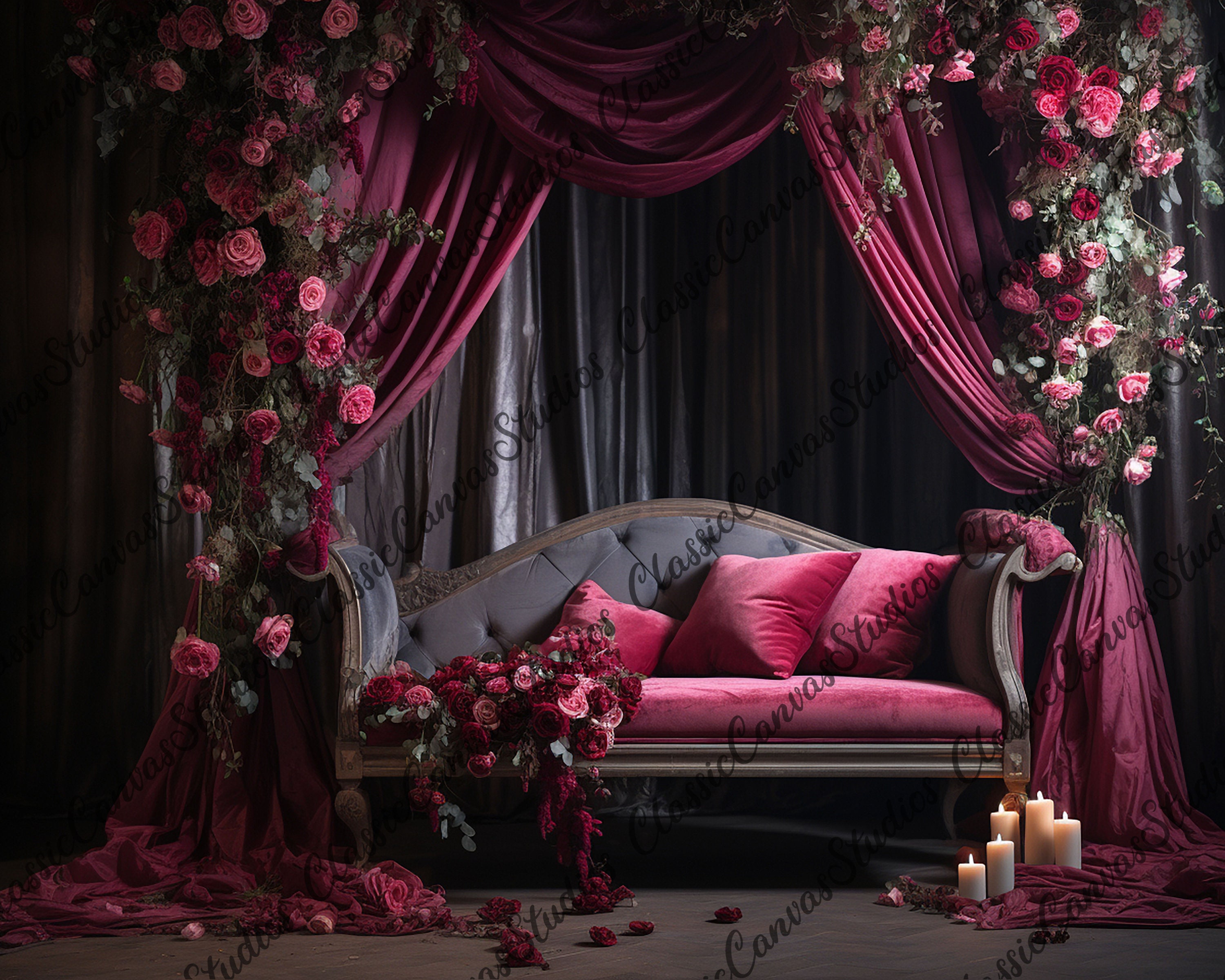 Dark Romance Valentines Day Digital Background, Digital Backdrop ...