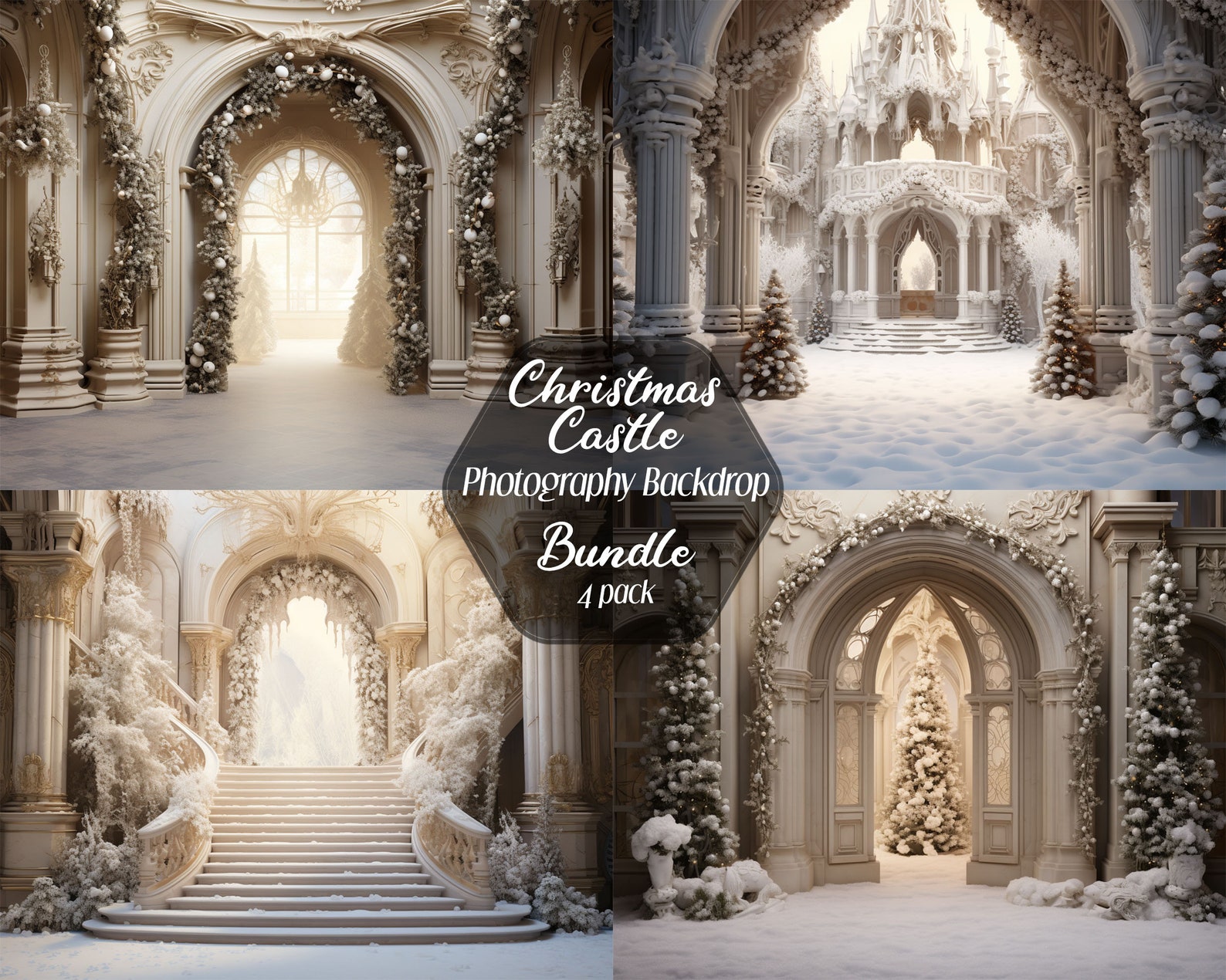 Magical Christmas Digital Backdrops, Winter Portrait Photography ...