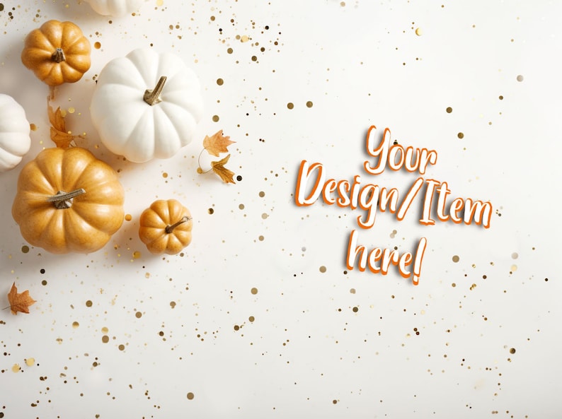 Fall Pumpkin Mockup Flat Lay | 4 X Bundle | Pumpkin Confetti Party ...