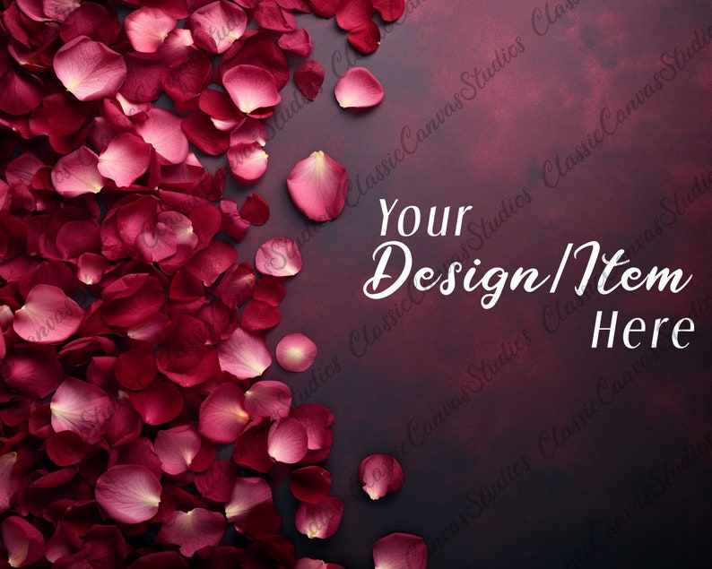 Romantic Valentines Day Flat Lay Mockup, Digital Background, Rose ...