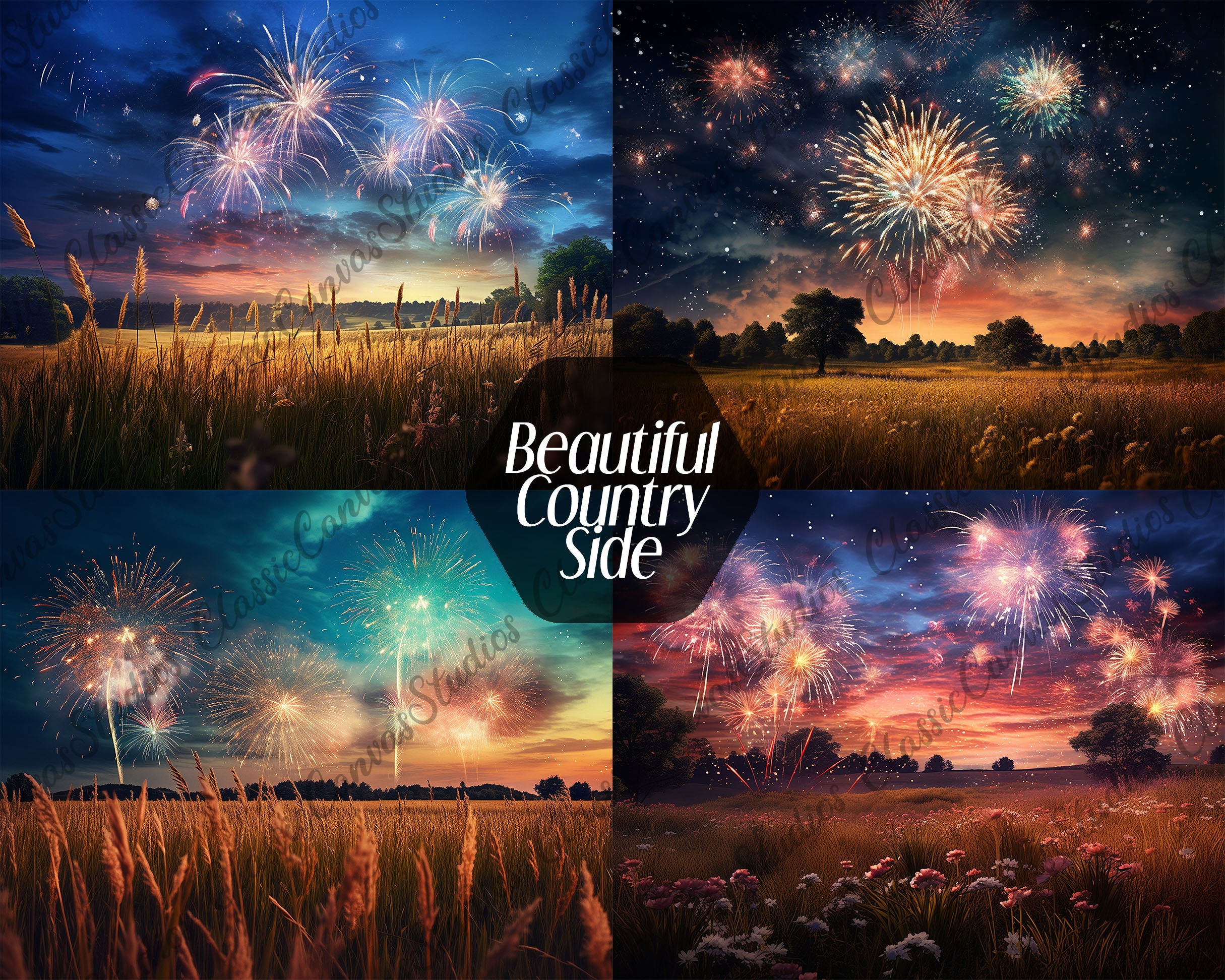 Fireworks Digital Background, Digital Backdrop Bundle, New Years Eve ...