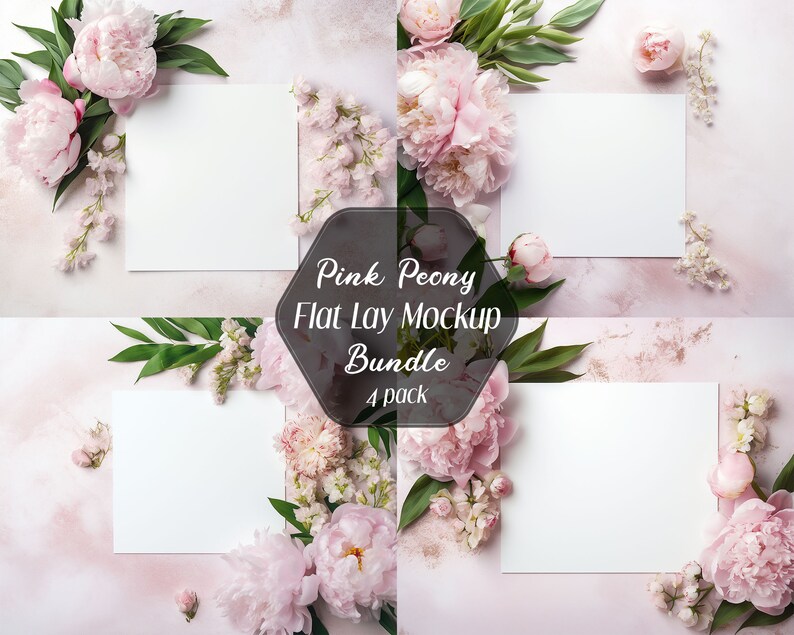 Boho Floral Pink Flat Lat Mockup, Card Mockup, Wedding Invitation ...