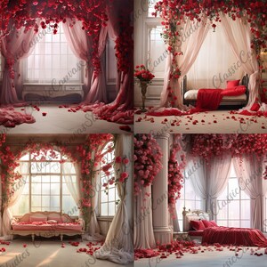 Romantic Roses Valentines Digital Backdrop, Digital Background ...
