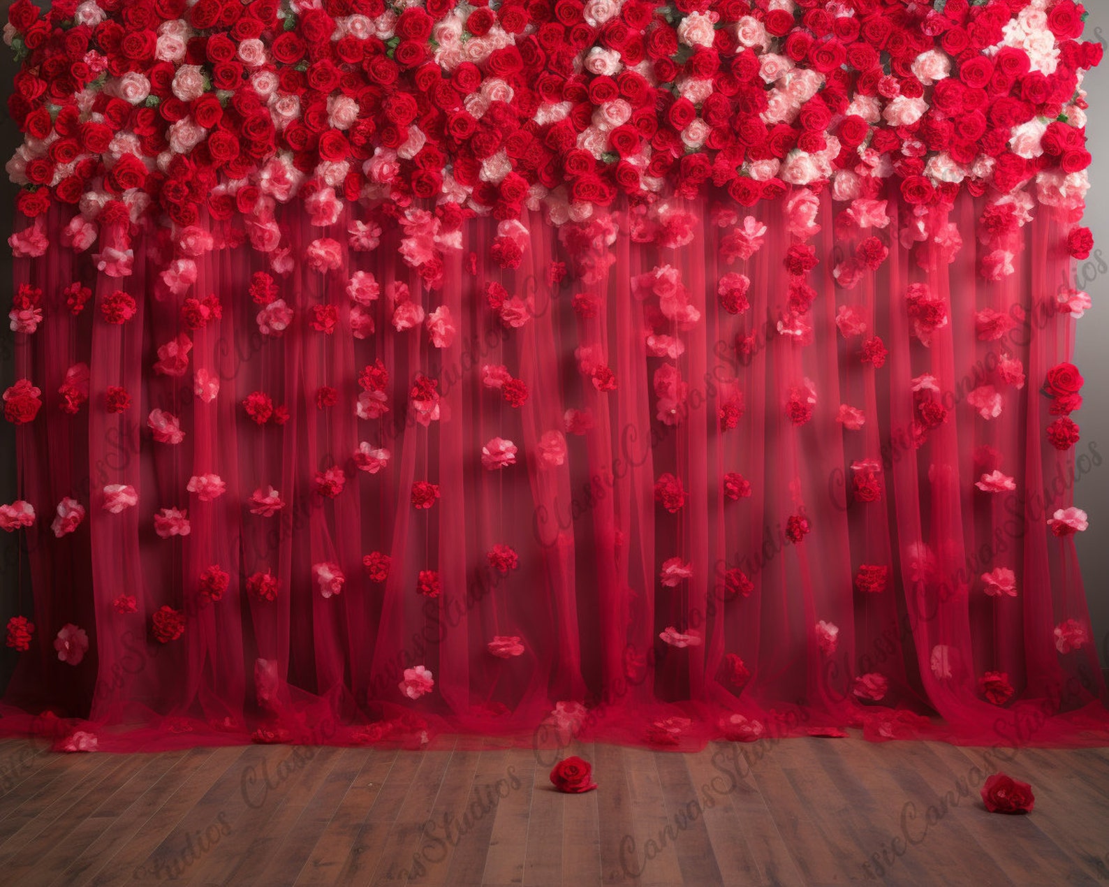 Flower Wall Digital Backdrop, Digital Background, Floral Background ...