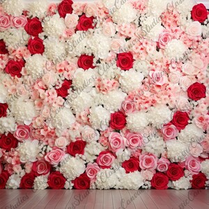 Flower Wall Digital Backdrop, Digital Background, Floral Background ...