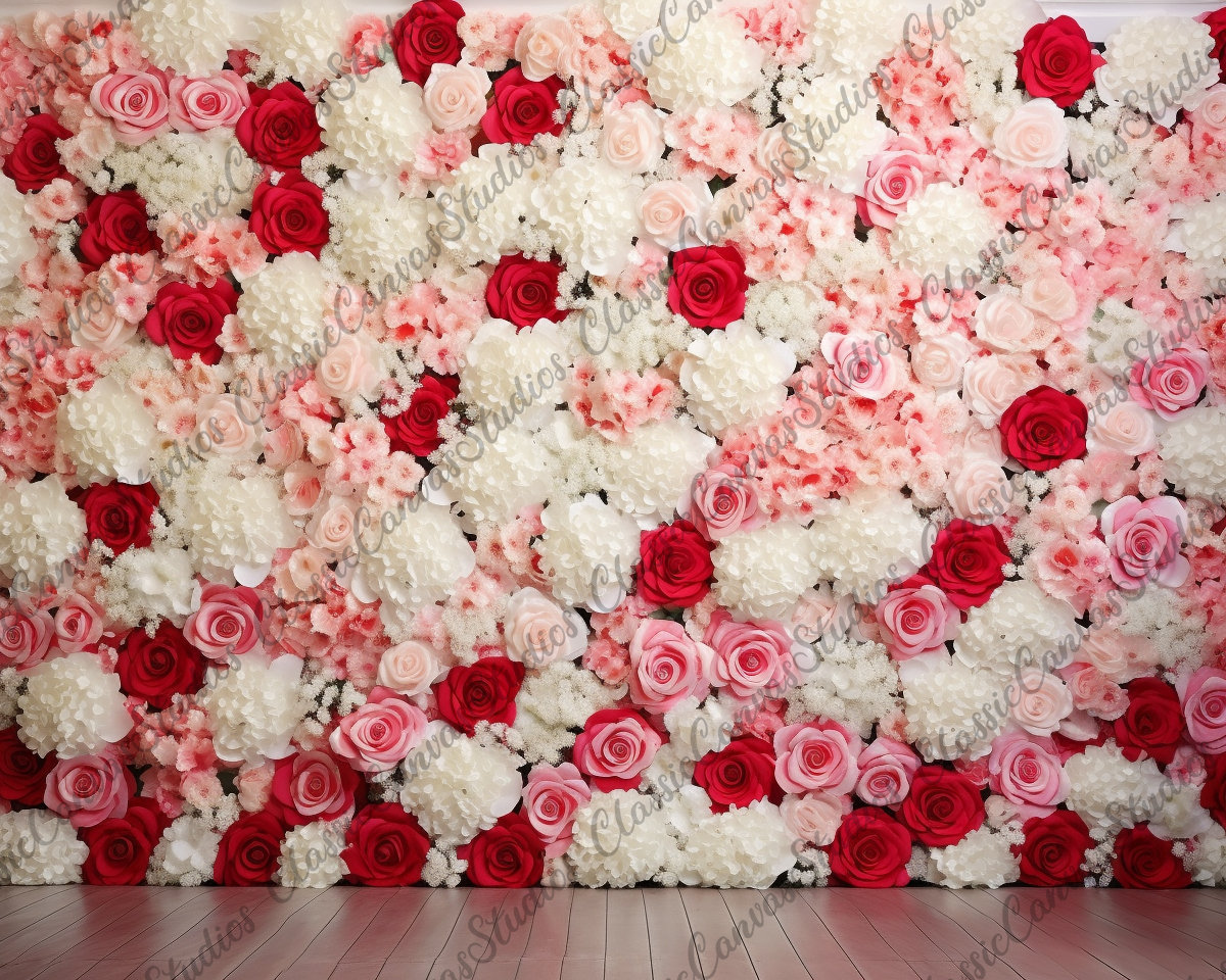 Flower Wall Digital Backdrop, Digital Background, Floral Background ...