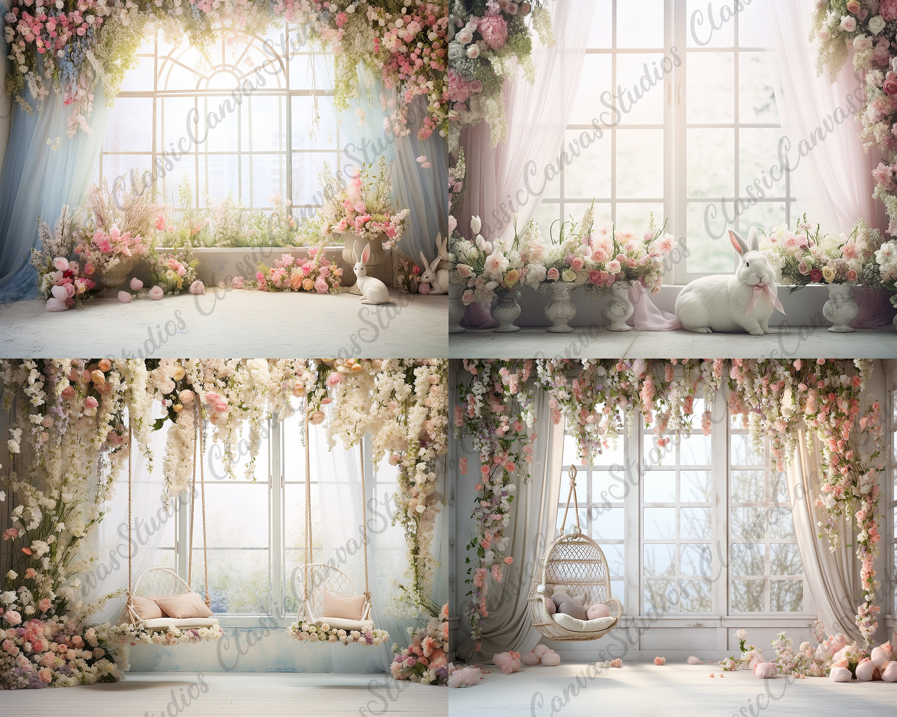 Easter Flower Digital Background Backdrop, Flower Swing Room, Studio ...