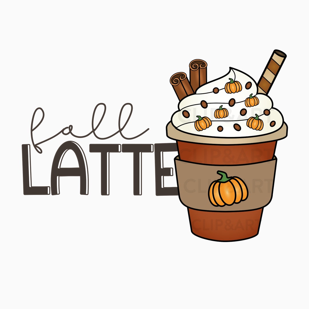 Pumpkin Spice Latte Clipart Cute Latte Coffee Illustration - Etsy