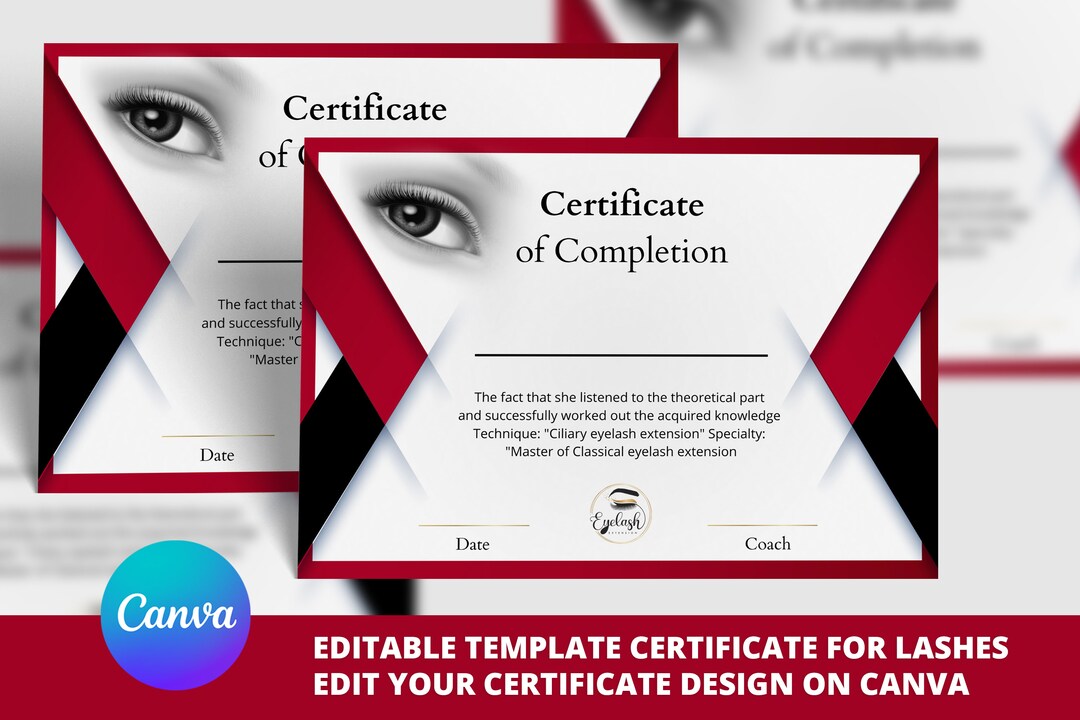 DIY Certificate of Lashes Template, Lash Training Certificate ...