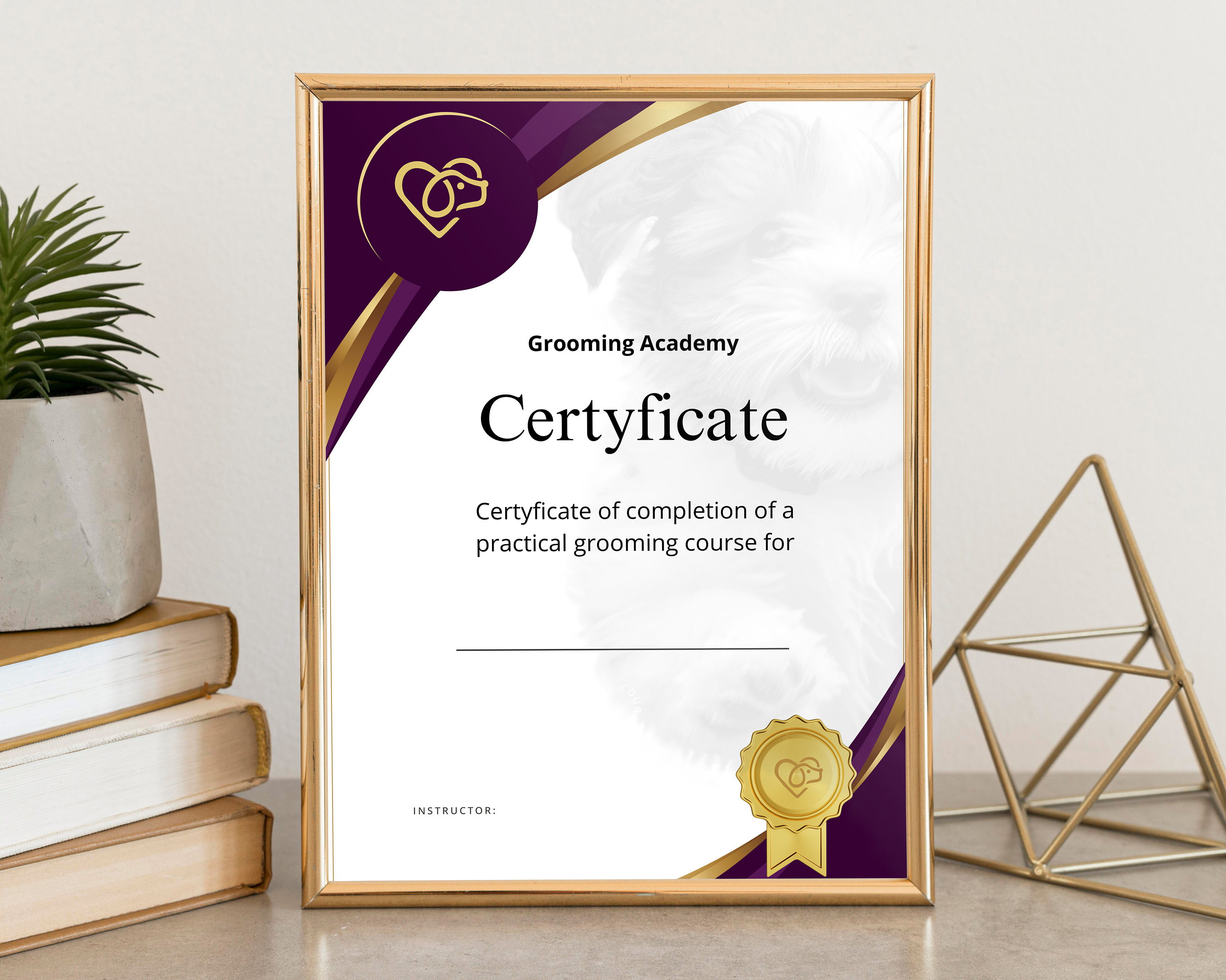 Groom Certificate | Editable and Printable Dog Groomer Certificate ...
