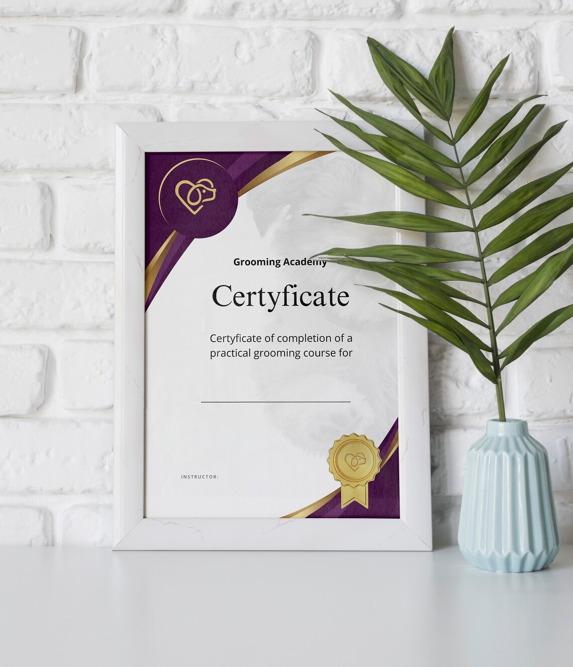 Groom Certificate | Editable and Printable Dog Groomer Certificate ...