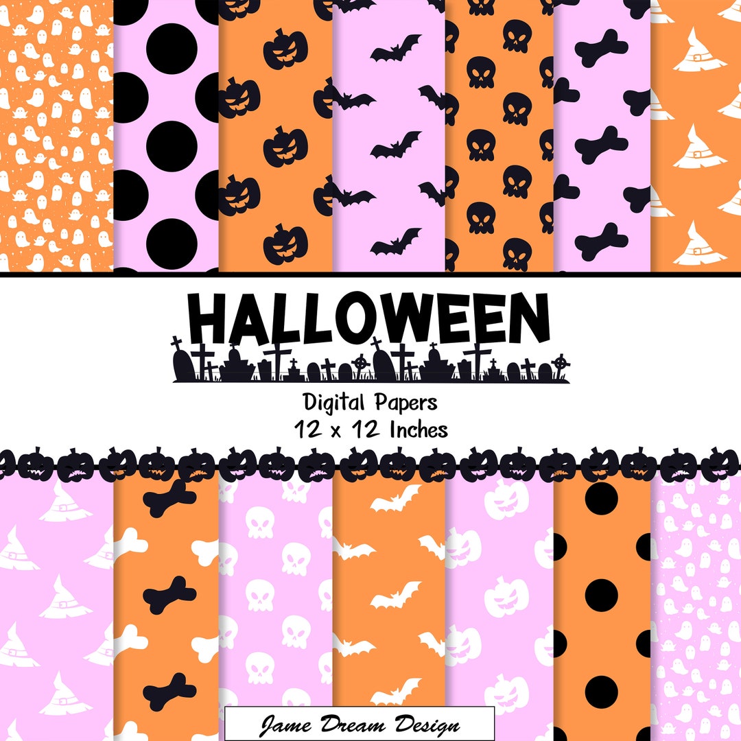Cute Halloween Themed Digital Papers Seamless Commercial Use - Etsy