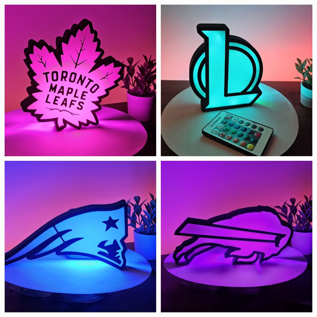 Sports and Video Games Lightbox Sign LED Gift Sports Team Logo Mult ...
