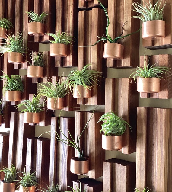 Copper Vertical Wall Planter Premium Floating Half Moon / Semi Circle