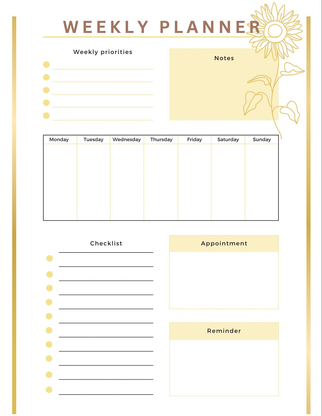 Cute Yellow Planner - Etsy