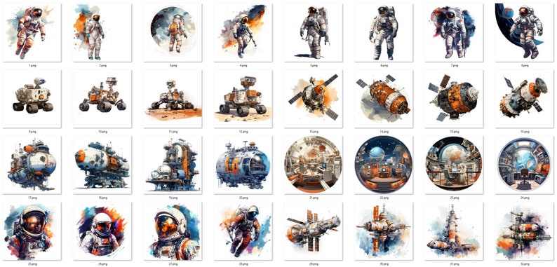 Set of Watercolor Space Clipart Png, 161 Images on Transparent ...