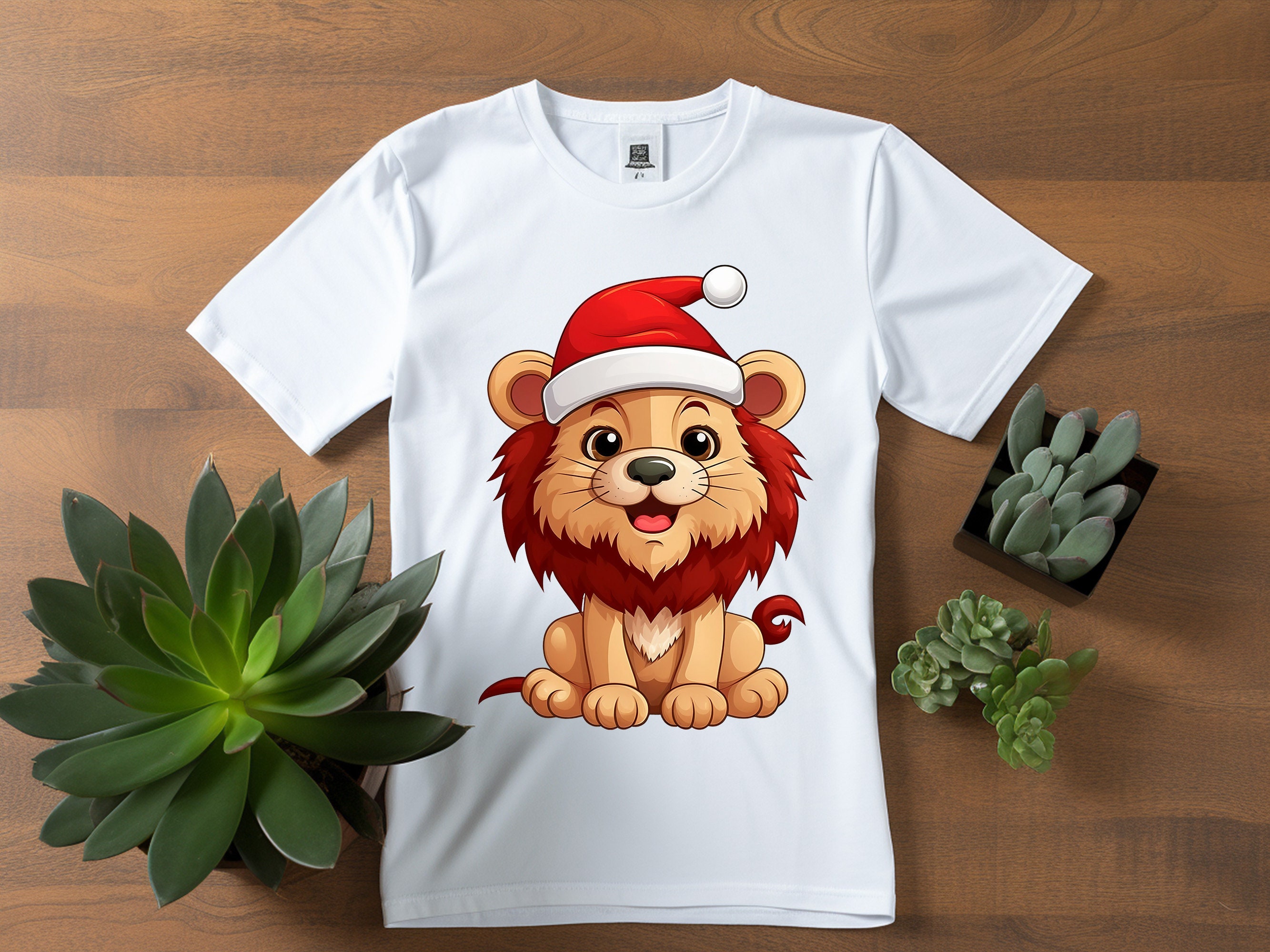 Christmas Cartoon Animals Png in Santa Claus Hat Christmas - Etsy