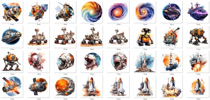 Set of Watercolor Space Clipart Png, 161 Images on Transparent ...