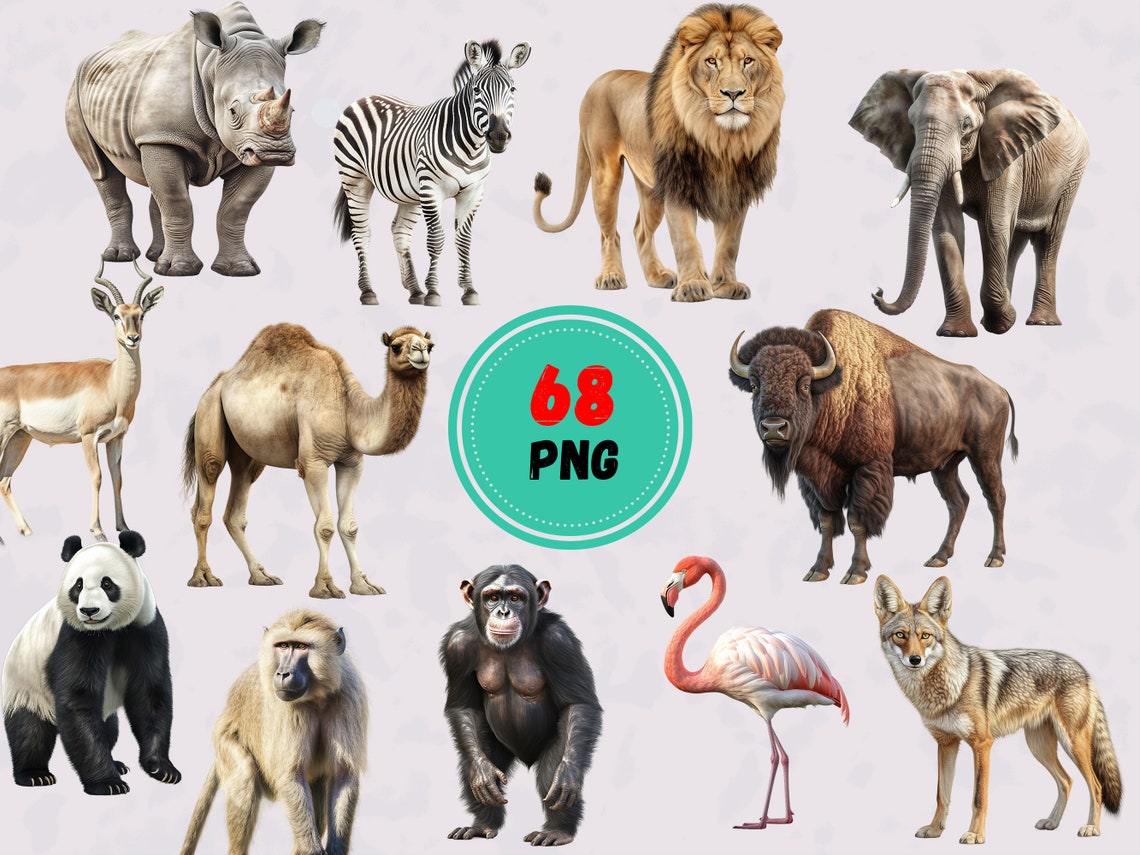 Safari Animals Clipart, Family Safari Clipart, Safari Animals Cubs ...