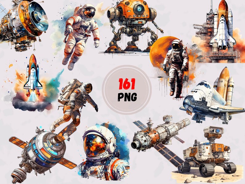 Set of Watercolor Space Clipart Png, 161 Images on Transparent ...
