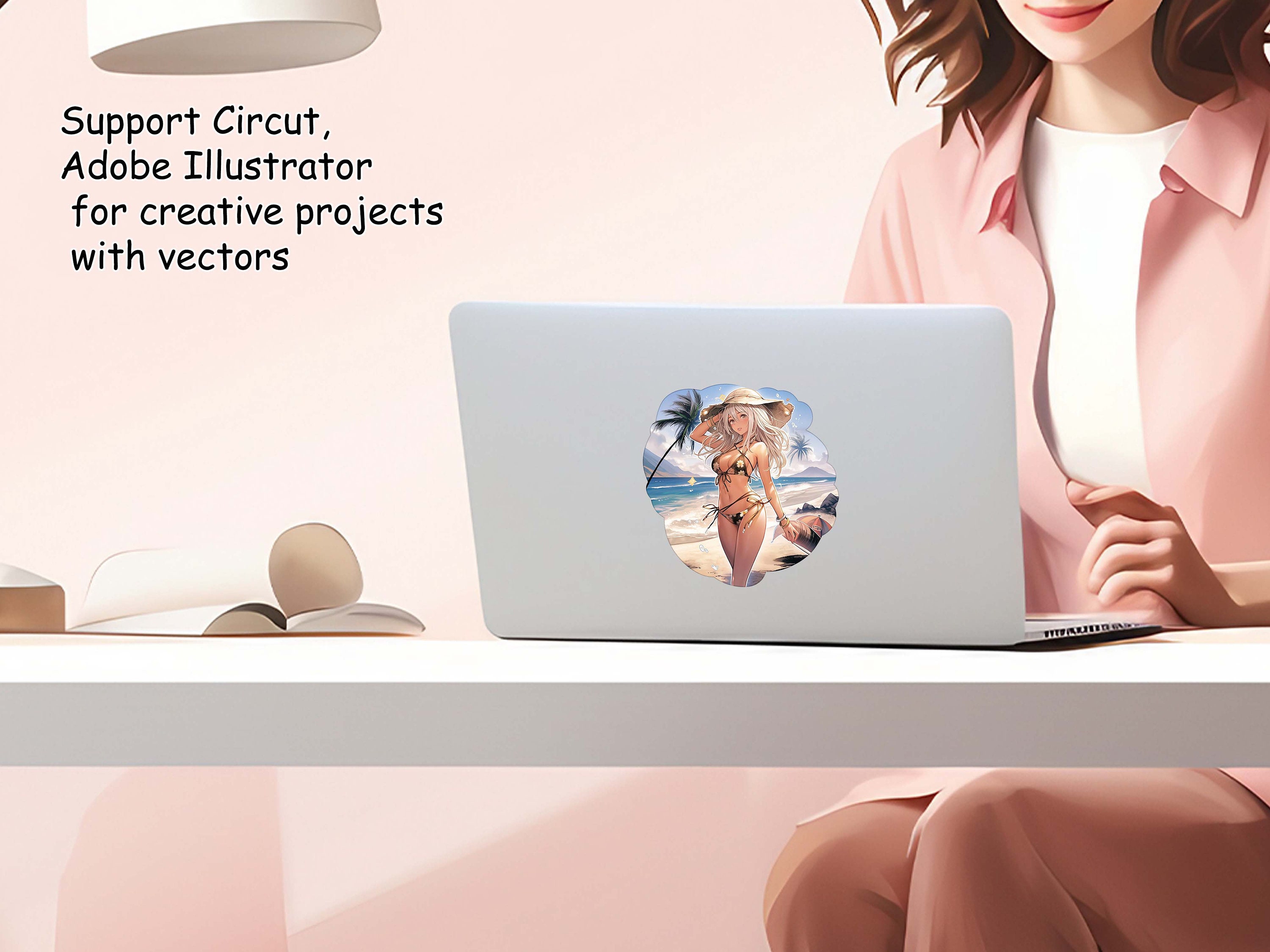 Stickers Anime Girls in Swimsuits, 40 PNG, SVG, EPS, Single Images on ...