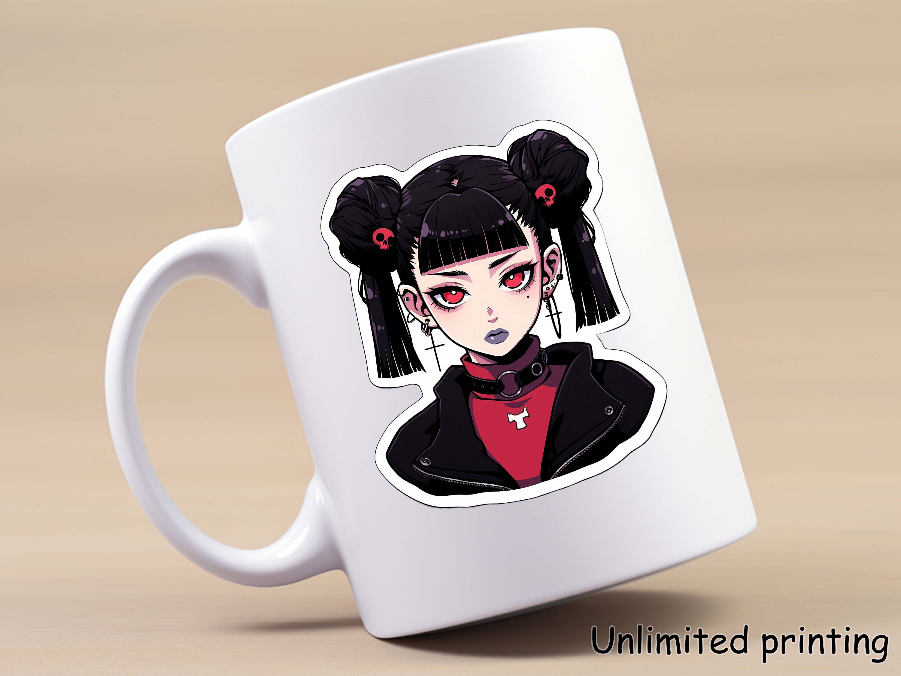 Anime Goth Girl Stickers, 40 PNG, SVG, EPS, Single Images on ...