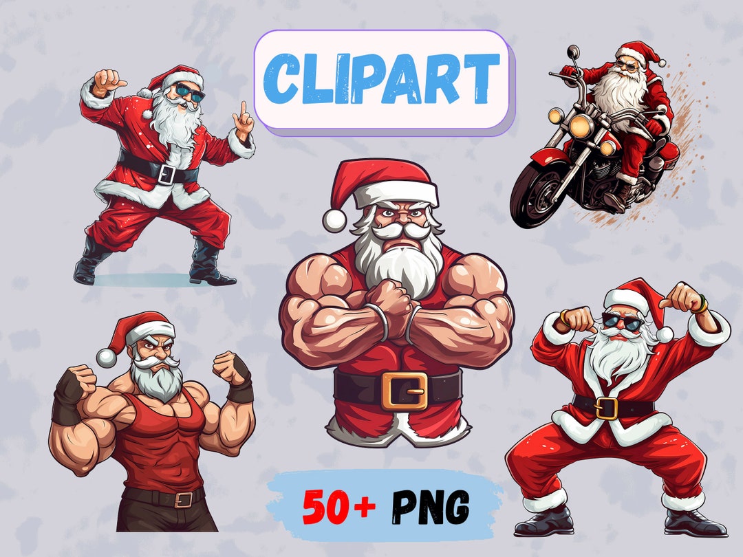 Stylish Dancing Santa Claus Clipart Set. Pumped up Santa, Watercolor ...