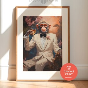 Chic Monkey Cocktail Art Print | Retro Home Bar Wall Decor | Perfect ...