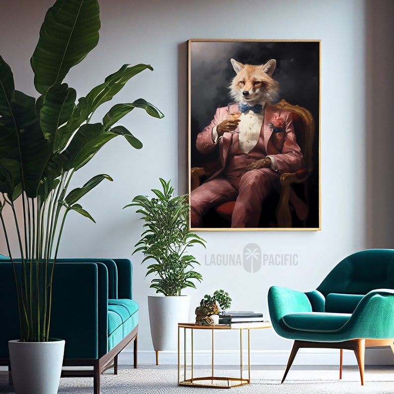 Victorian Gothic Fox With Cocktail Art Anthropomorphic Art Dark ...