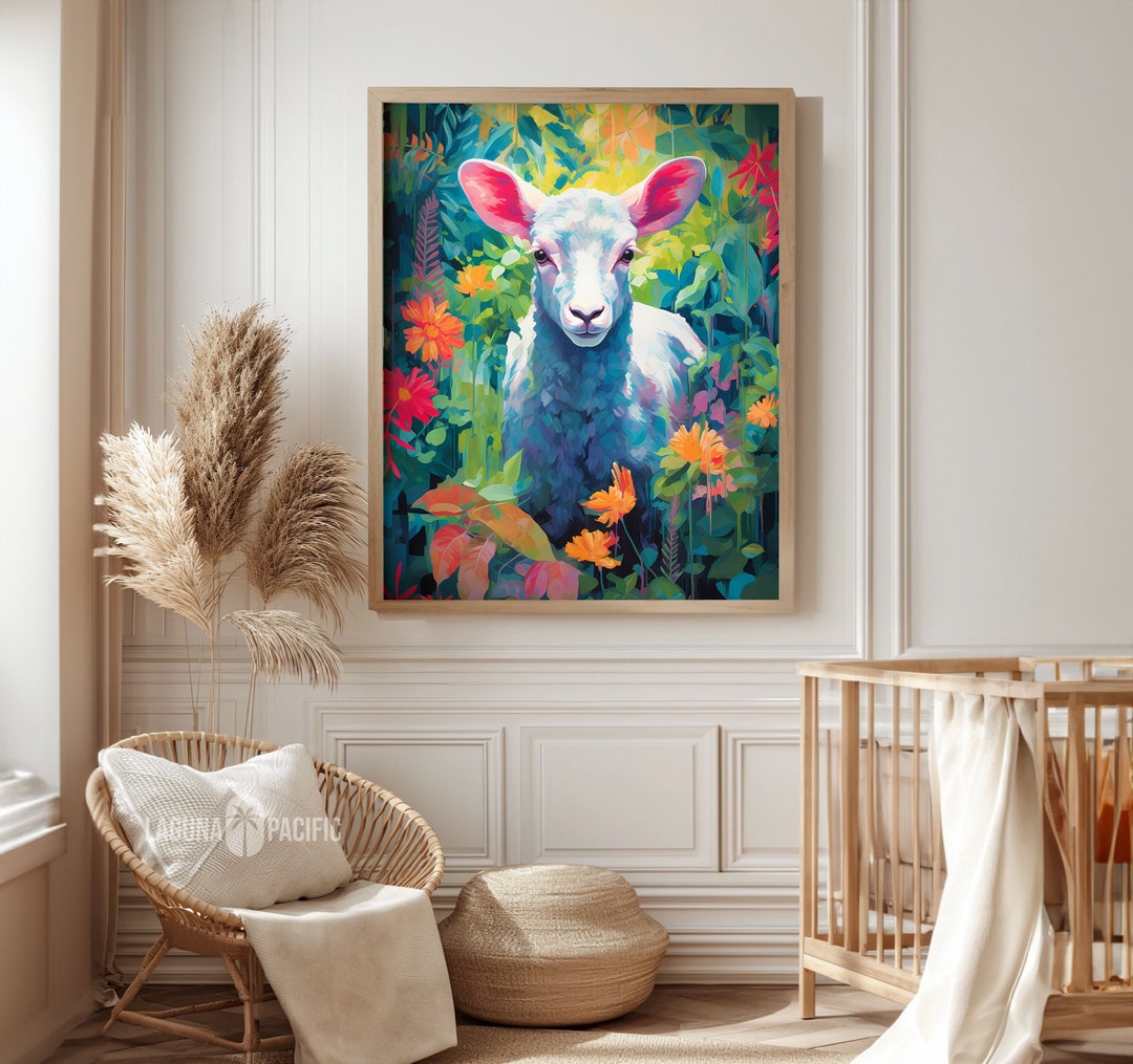 Adorable Lamb Art Digital Download, Charming Nursery Wall Decor ...