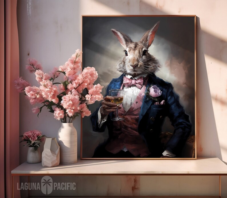 Victorian Gothic Rabbit With Cocktail Art | Anthropomorphic Art | Dark ...