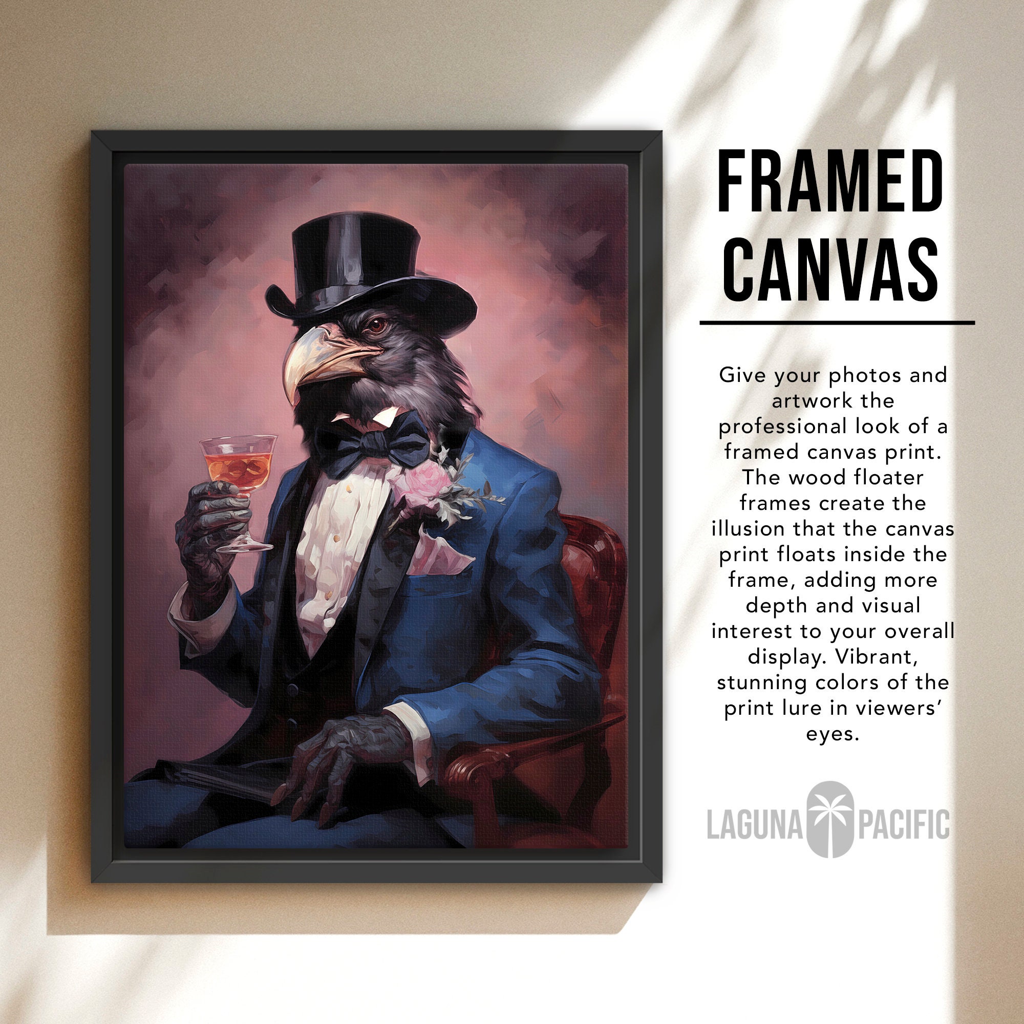 Victorian Gothic Raven With Cocktail Art Anthropomorphic Art Dark ...