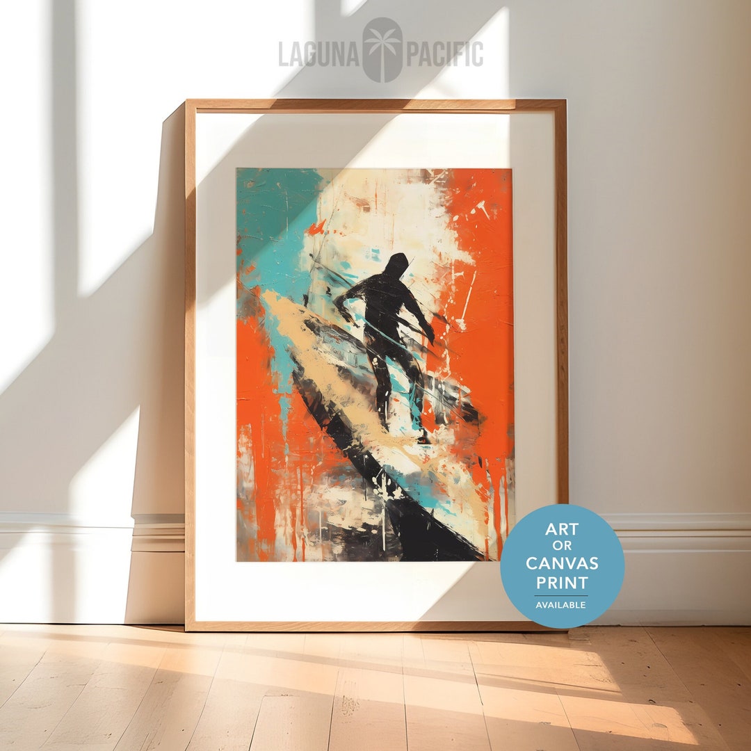 Vintage Mid Century Modern Surf Painting | Seaside Beach House Canvas ...