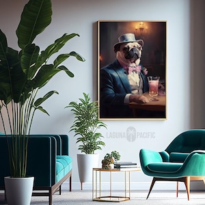 Gothic Pug With Cocktail Art | Anthropomorphic Art | Dark Academia ...