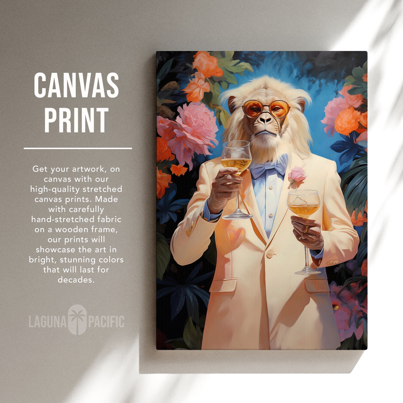 Lion Cocktail Print Retro Preppy Lion in a Suit Cocktail Lounge Wall ...