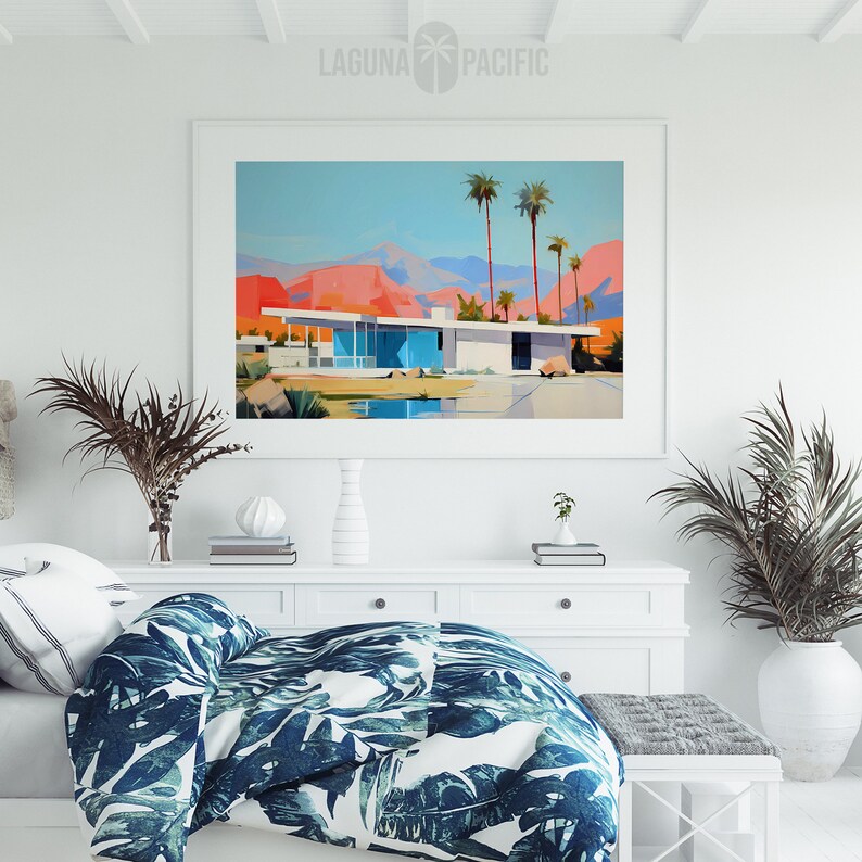 Palm Springs Architecture Art Print Retro Mid Century Modern Canvas ...