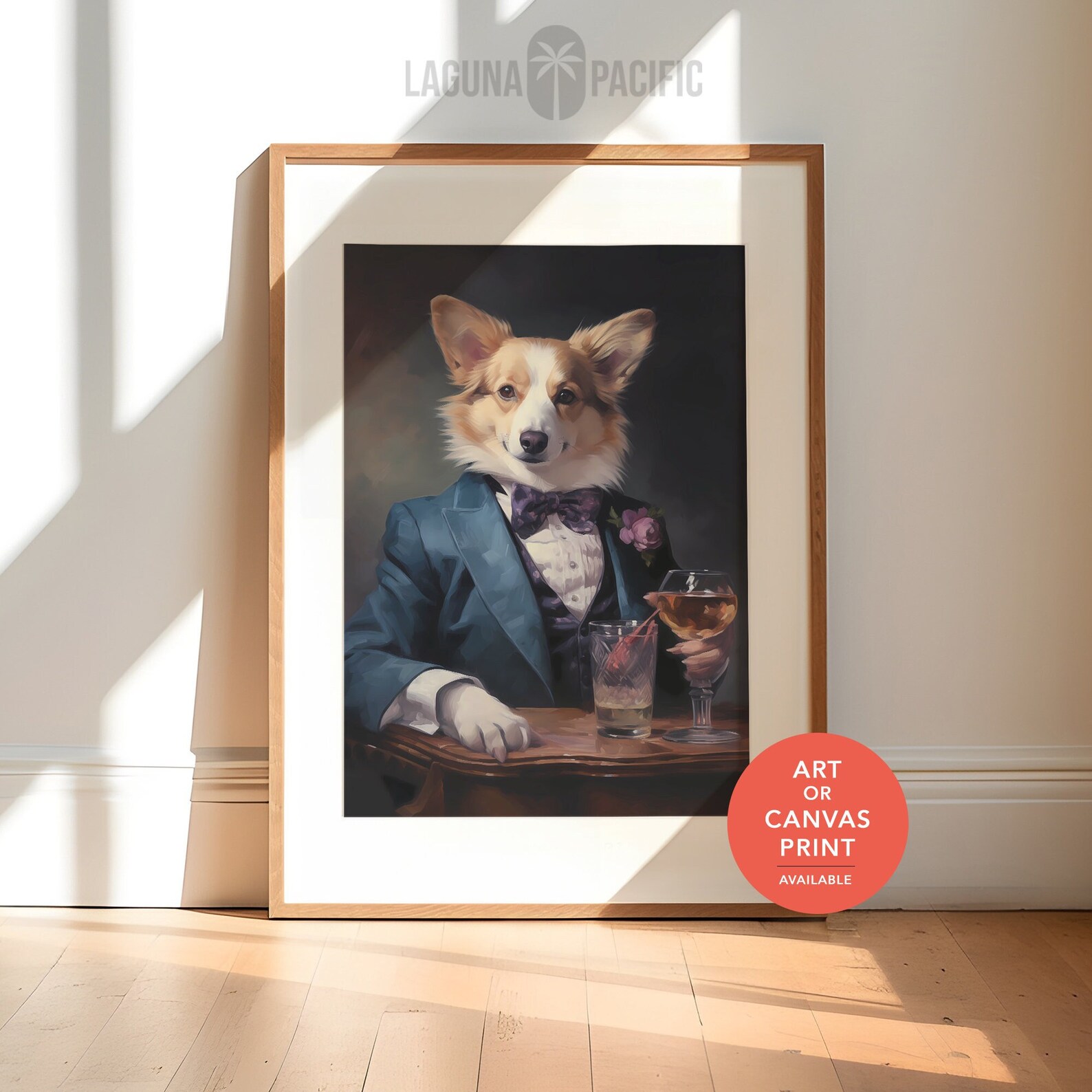 Victorian Dapper Dog With Cocktail Art | Anthropomorphic Art | Corgi ...