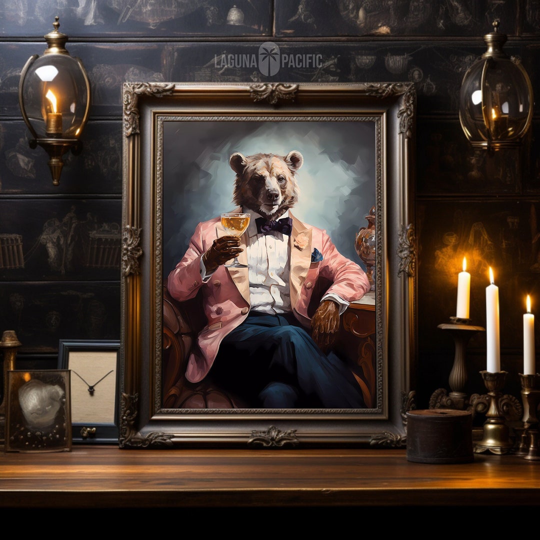 Victorian Gothic Bear With Cocktail Art | Anthropomorphic Art | Dark ...