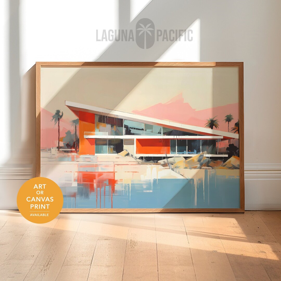 Palm Springs MCM Art Print | Retro Mid Century Modern Canvas | Vintage ...