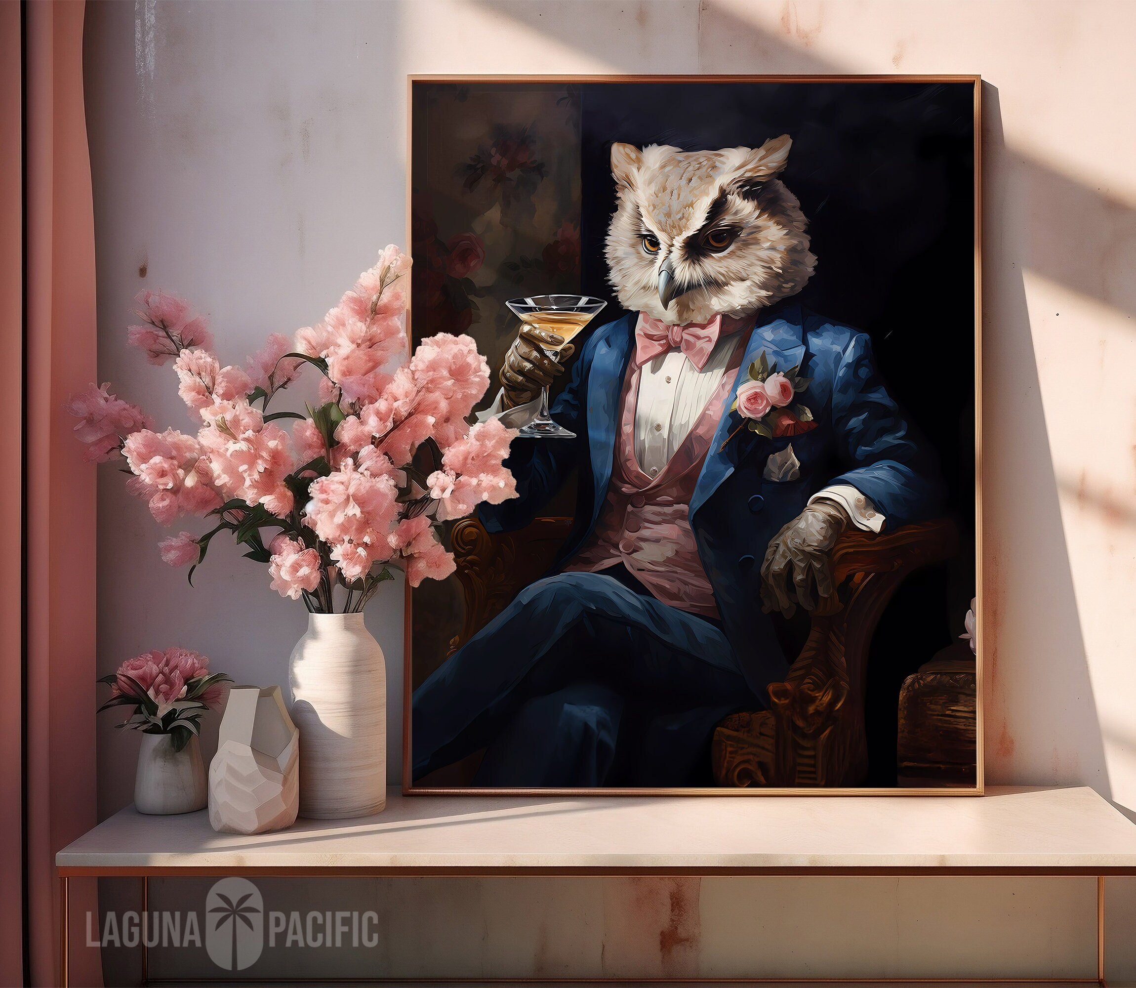 Victorian Owl With Cocktail Art | Anthropomorphic Art | Dark Academia ...