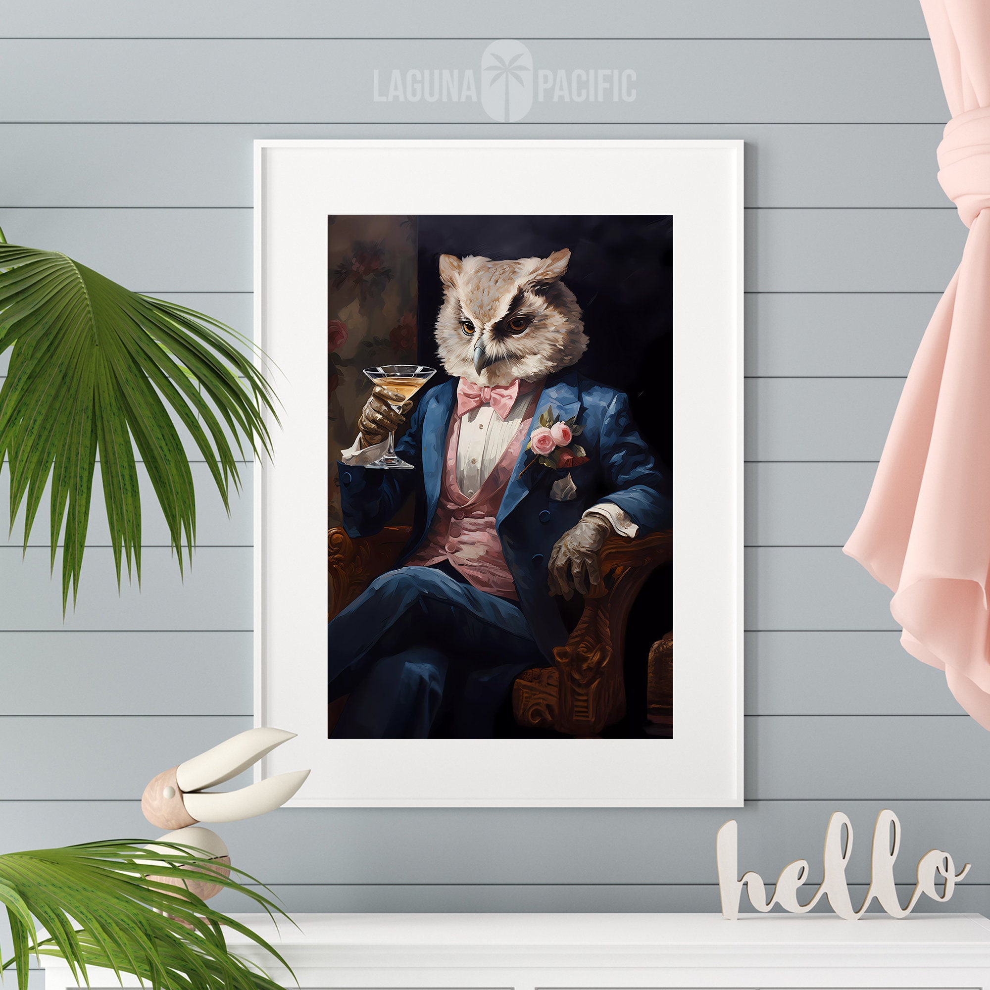Victorian Owl With Cocktail Art | Anthropomorphic Art | Dark Academia ...