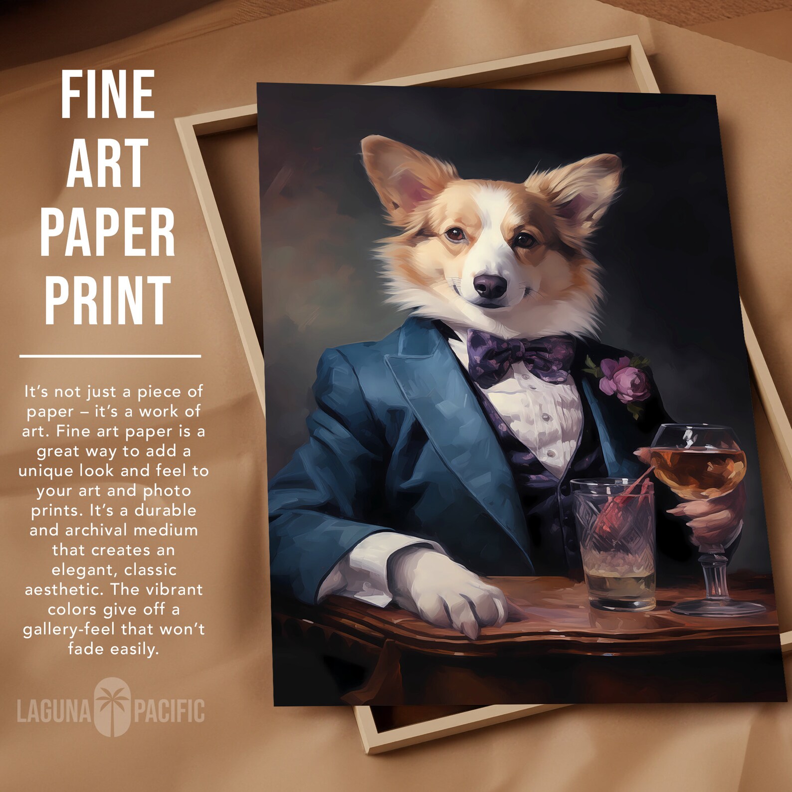 Victorian Dapper Dog With Cocktail Art | Anthropomorphic Art | Corgi ...