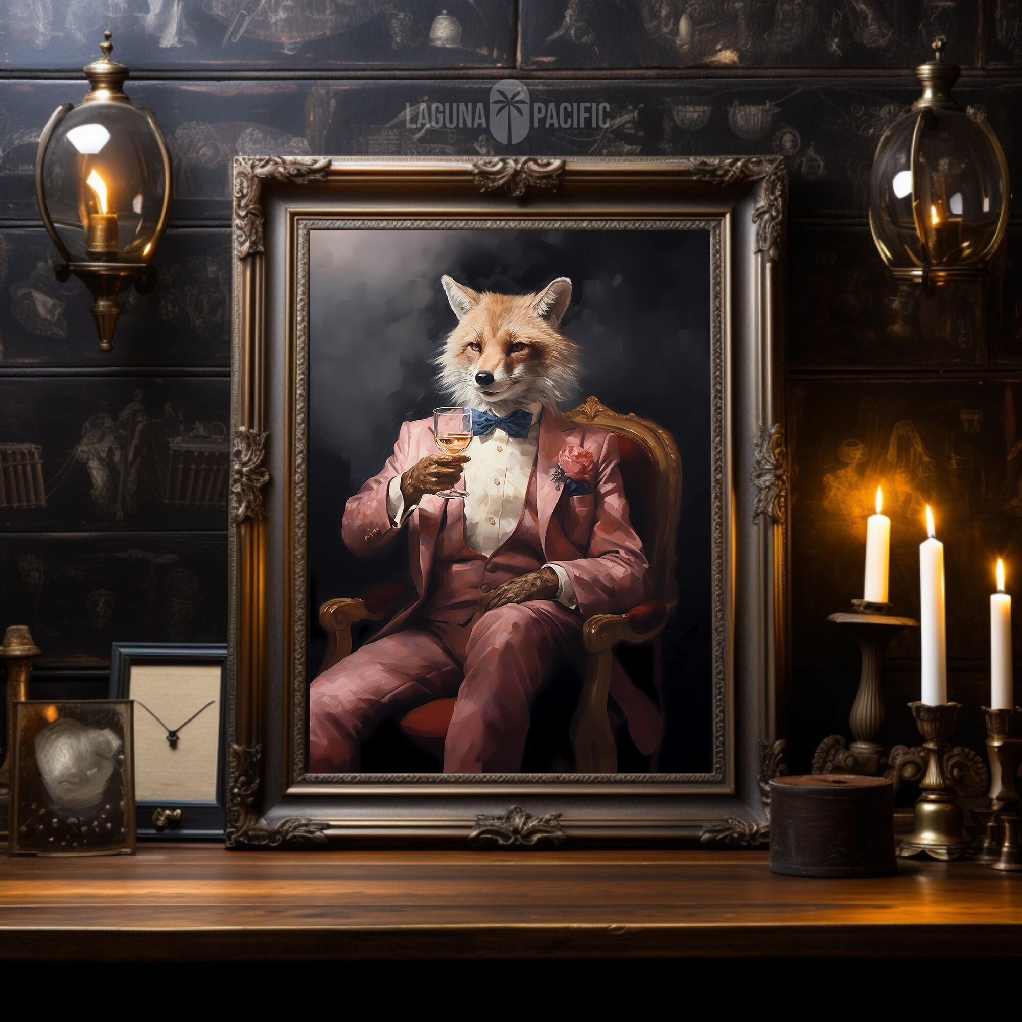 Victorian Gothic Fox With Cocktail Art | Anthropomorphic Art | Dark ...