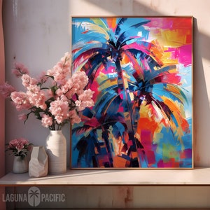 Island Palm Trees Pop Art Print, Botanical Wall Art, Unique Beach Decor ...