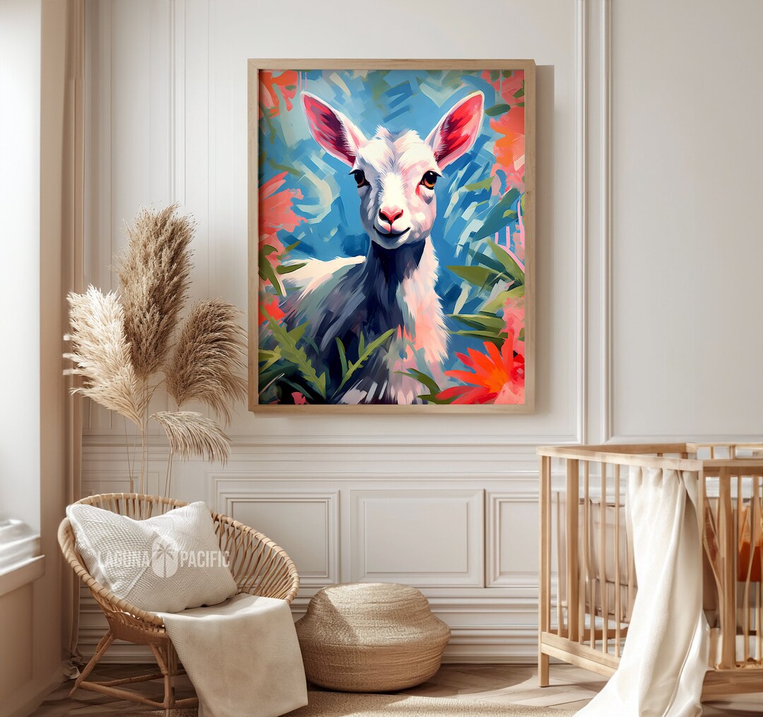 Woodland Nursery Cute Baby Goat Art, Instant Digital Download, Adorable ...