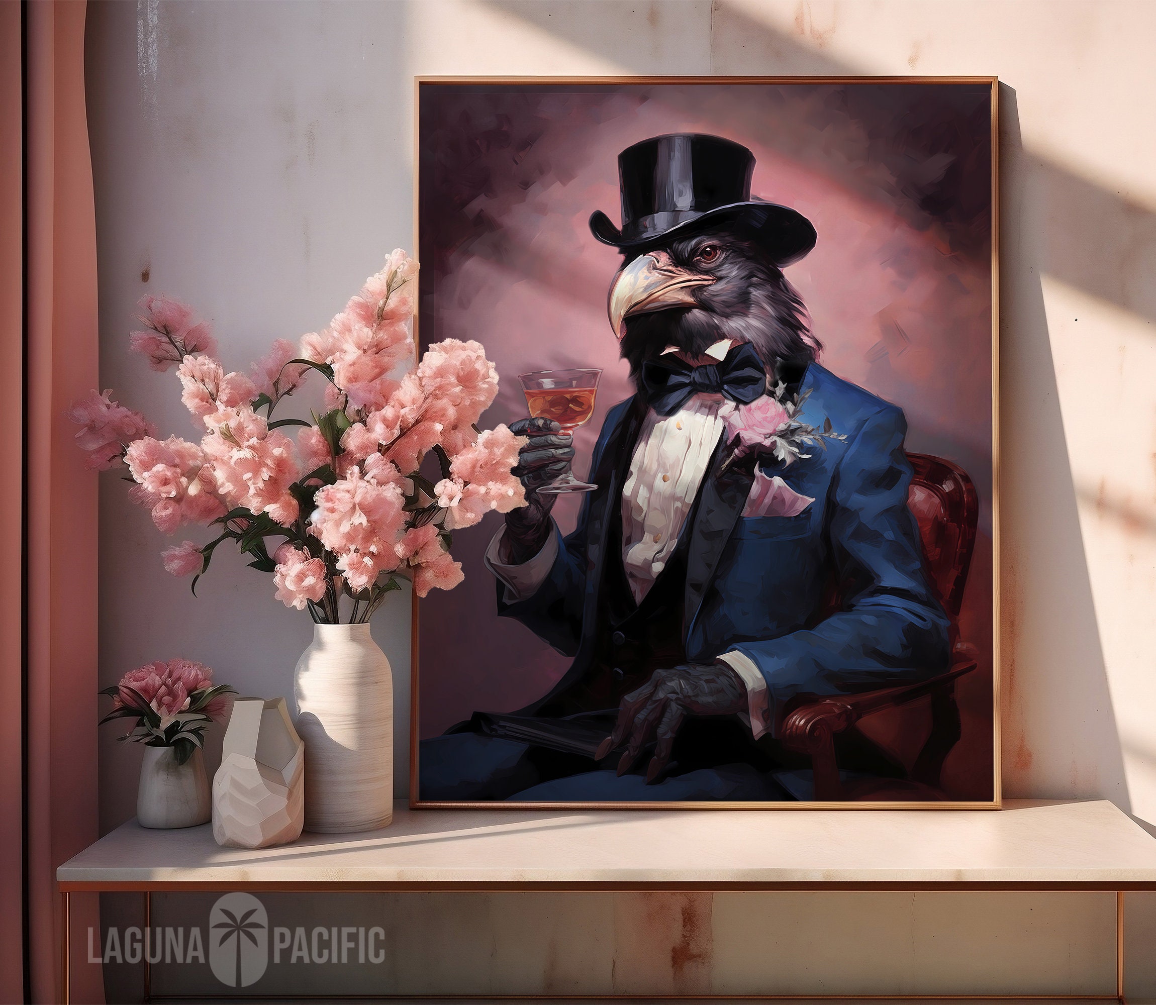 Victorian Gothic Raven With Cocktail Art Anthropomorphic Art Dark ...